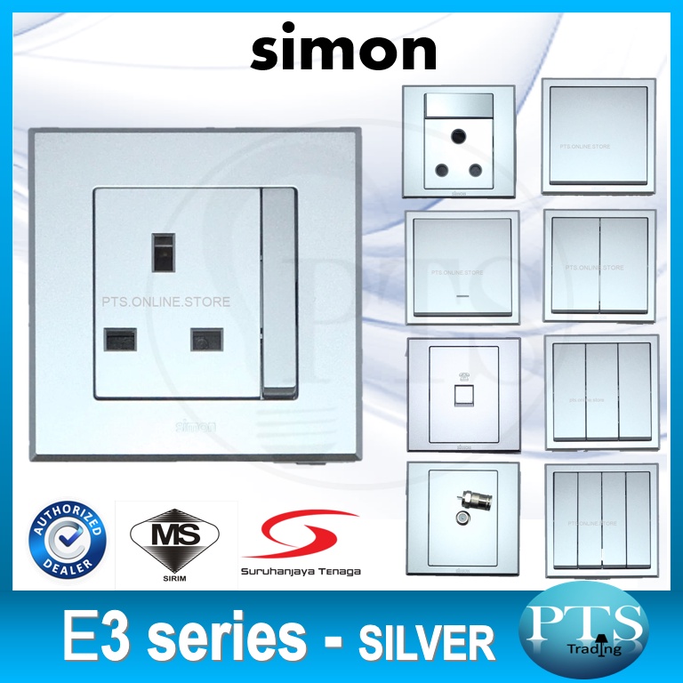 SIMON E3 Switch Socket Full Silver | Shopee Malaysia
