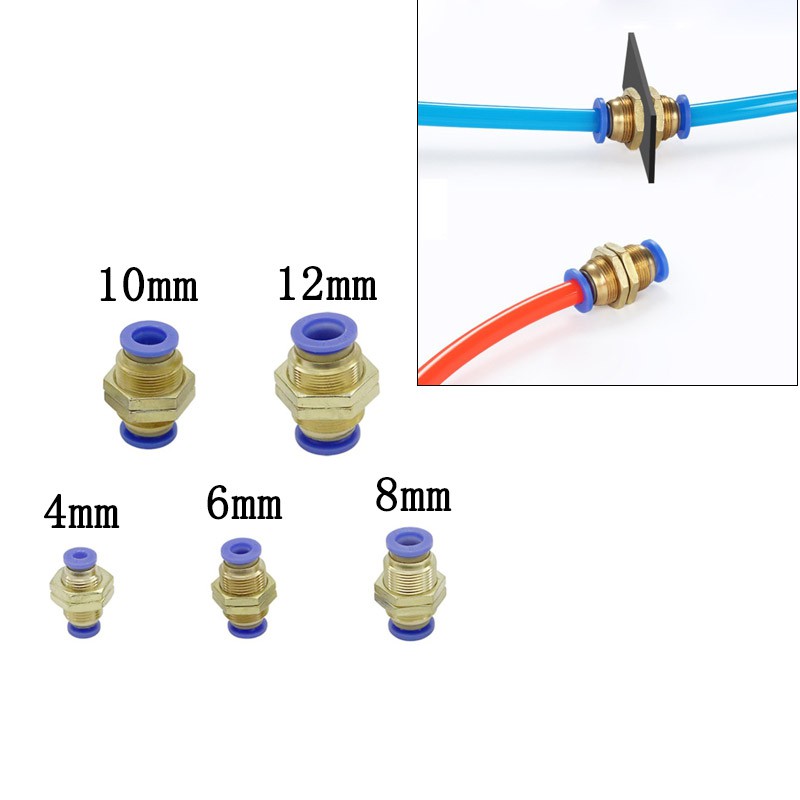 Air Pneumatic Straight Connector Bulkhead Union Connector Slip-lock 4/6 ...