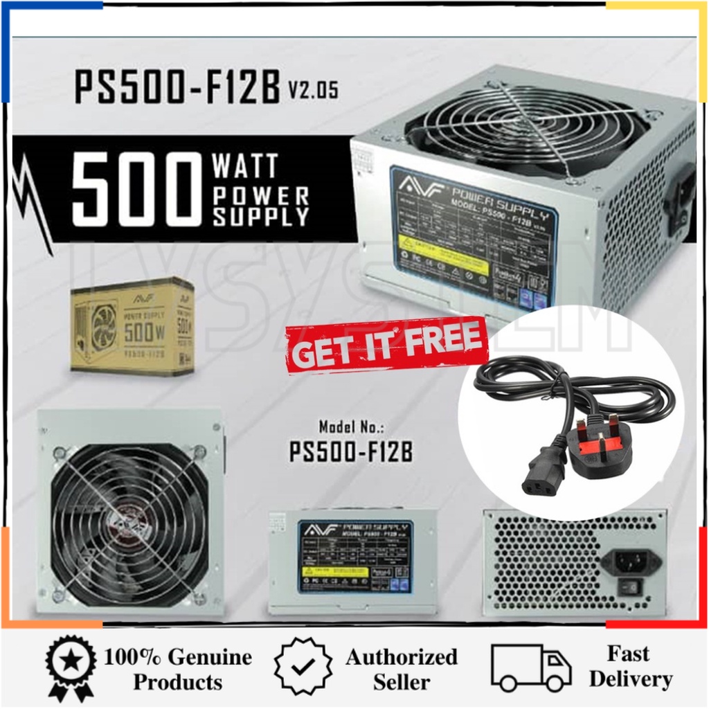 AVF ATX PS500-F12BN POWER SUPPLY WITH POWER CORD🔥ORIGINAL SET🔥 | Shopee ...