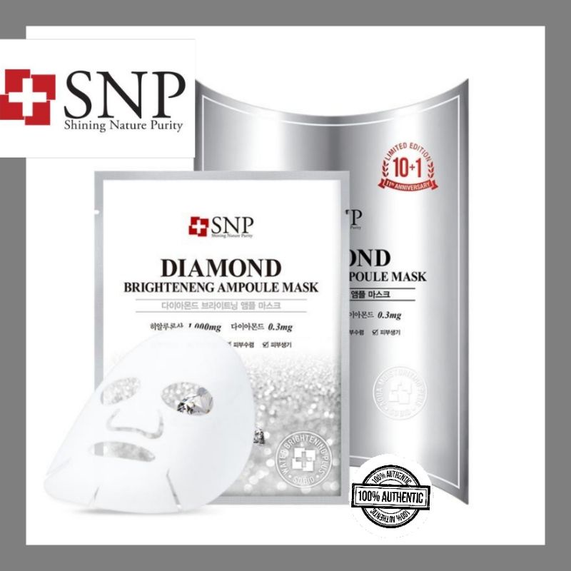【READY STOCK】🇰🇷 🇲🇾 SNP Diamond Brightening Ampoule Mask (25ml x 10 pcs ...