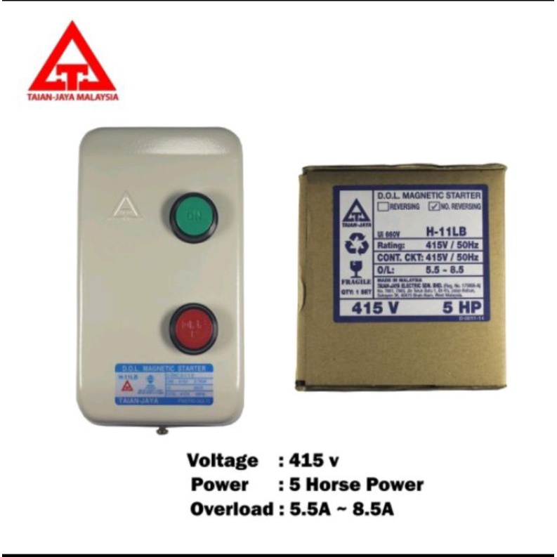 TAIAN JAYA DOL MAGNETIC STARTER / MOTOR STARTER AIR COND STARTER 240V ...