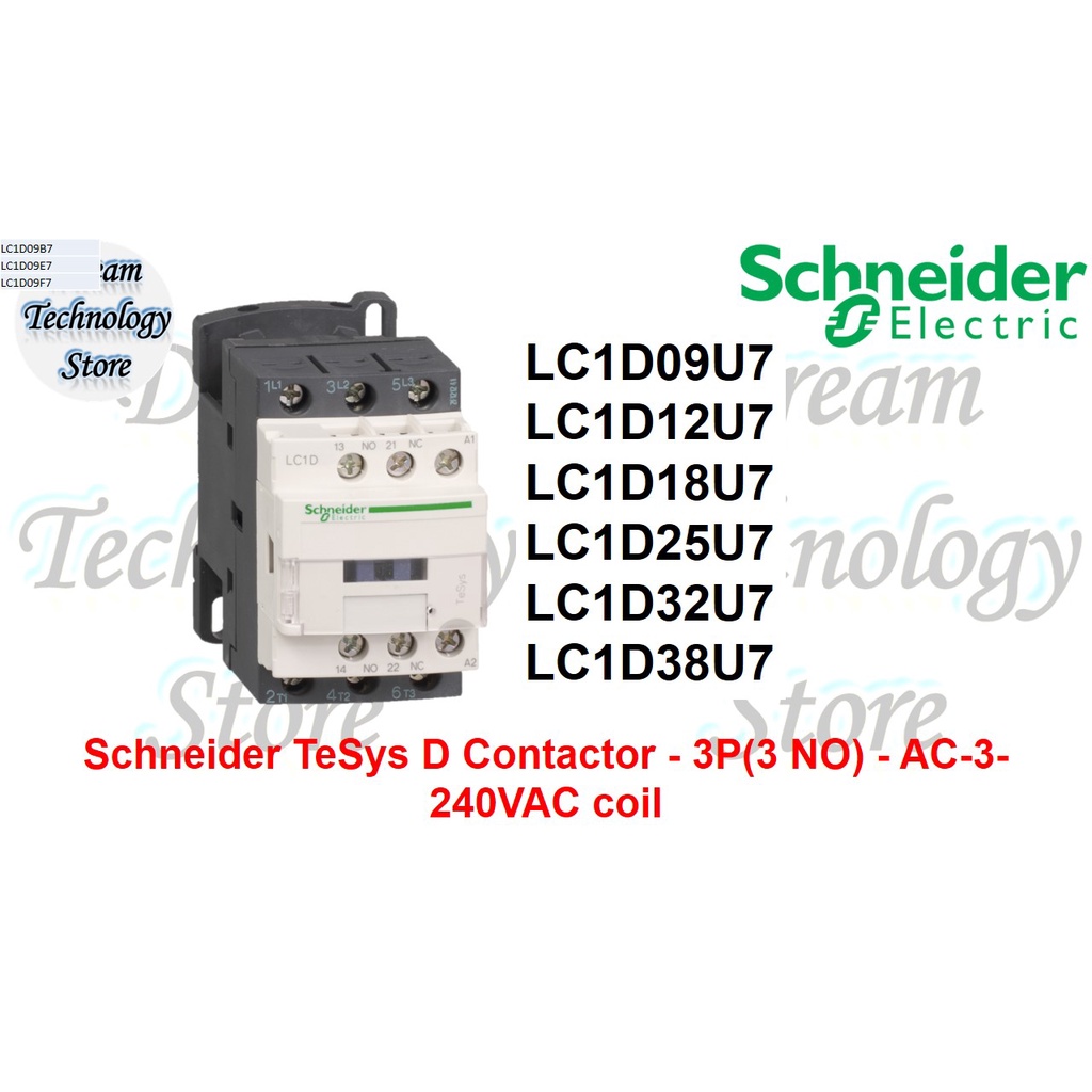 Schneider LC1D09U7, LC1D12U7, LC1D18U7, LC1D25U7, LC1D32U7, LC1D38U7 ...