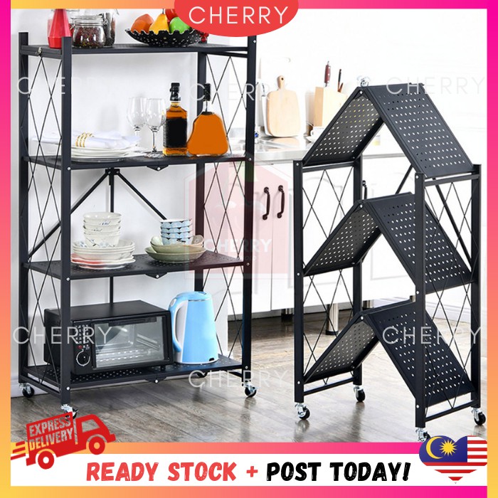 🍒CHERRY🍒 Foldable Rack Mobile Storage Rack Kitchen Organizers Home ...