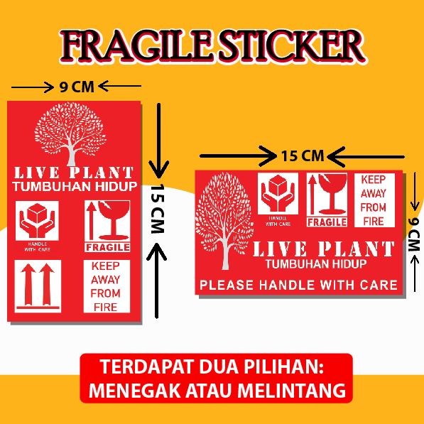 🔥BUY 1000 GET 100🔥 STICKER FRAGILE POKOK DAN TUMBUHAN/ PLANT FRAGILE ...