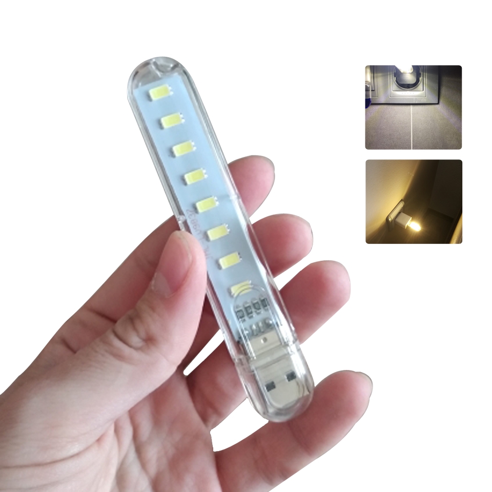 Mini Portable USB LED Lamp / 8 LEDs Super Bright Night Lights / Book ...