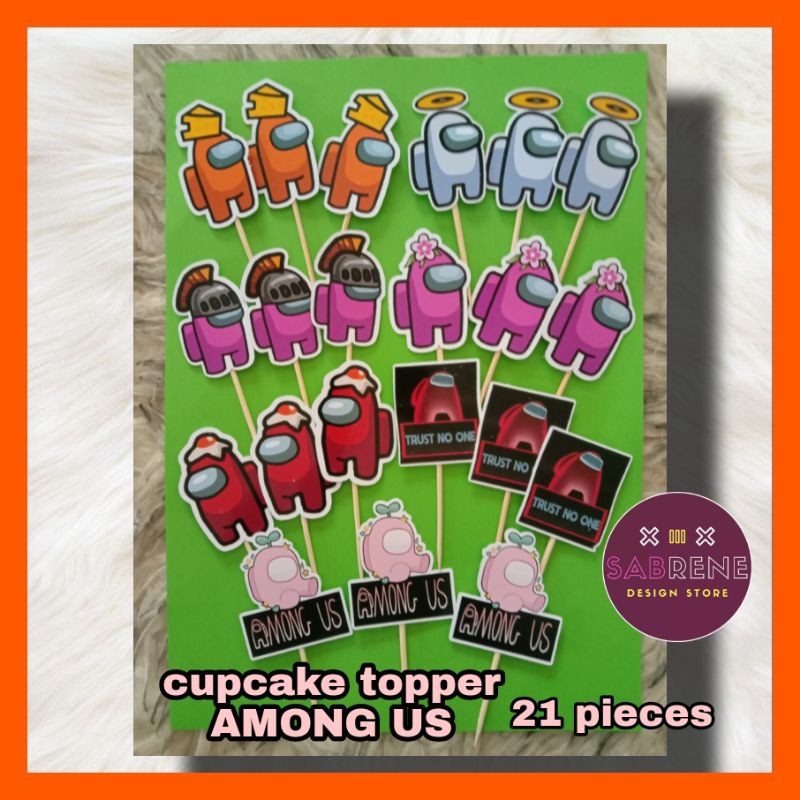 Among Us Cupcake Topper 21pcs Ready Stock Bakeware Baking Supplies Cake