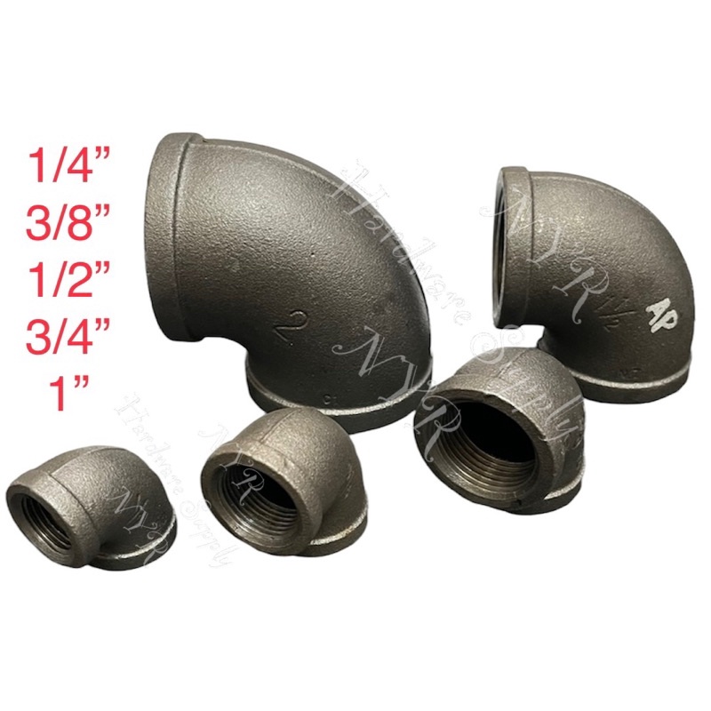 Black Steam Elbow 1/4” 3/8” 1/2” 3/4” 1” MALLEABLE IRON STEAM PIPE ...