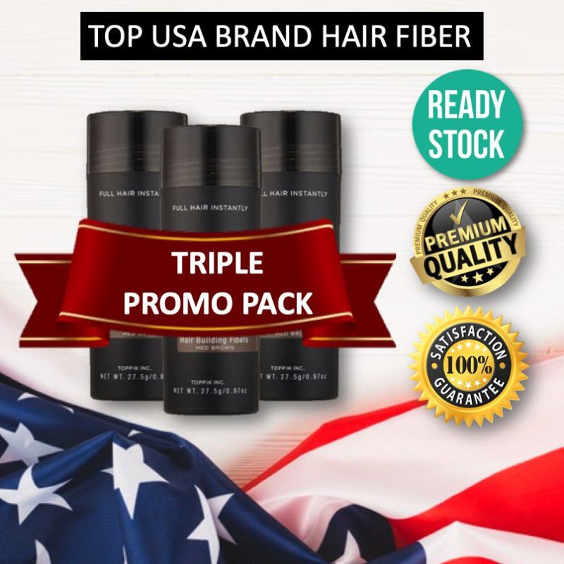TRIPLE PROMO PACK ( 3 bottles ) Popular US Brand Black Hair Fiber for ...