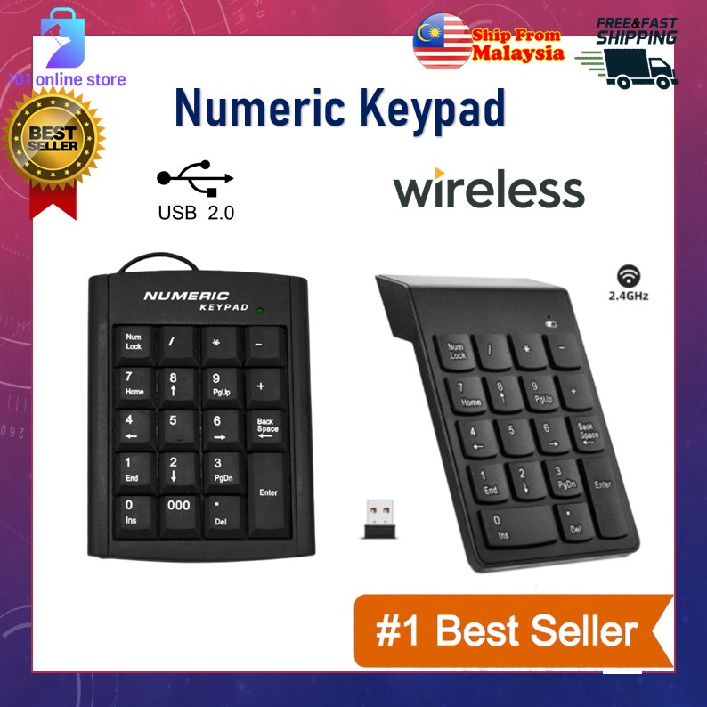 Wireless Numeric Keypad 19 / 18Keys Portable Number Numpad keyboard ...