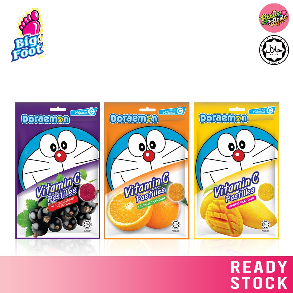 Big Foot Doraemon Vitamin C Pastilles Orange / Mango / Blackcurrant 40g Candy Sweet | Shopee ...
