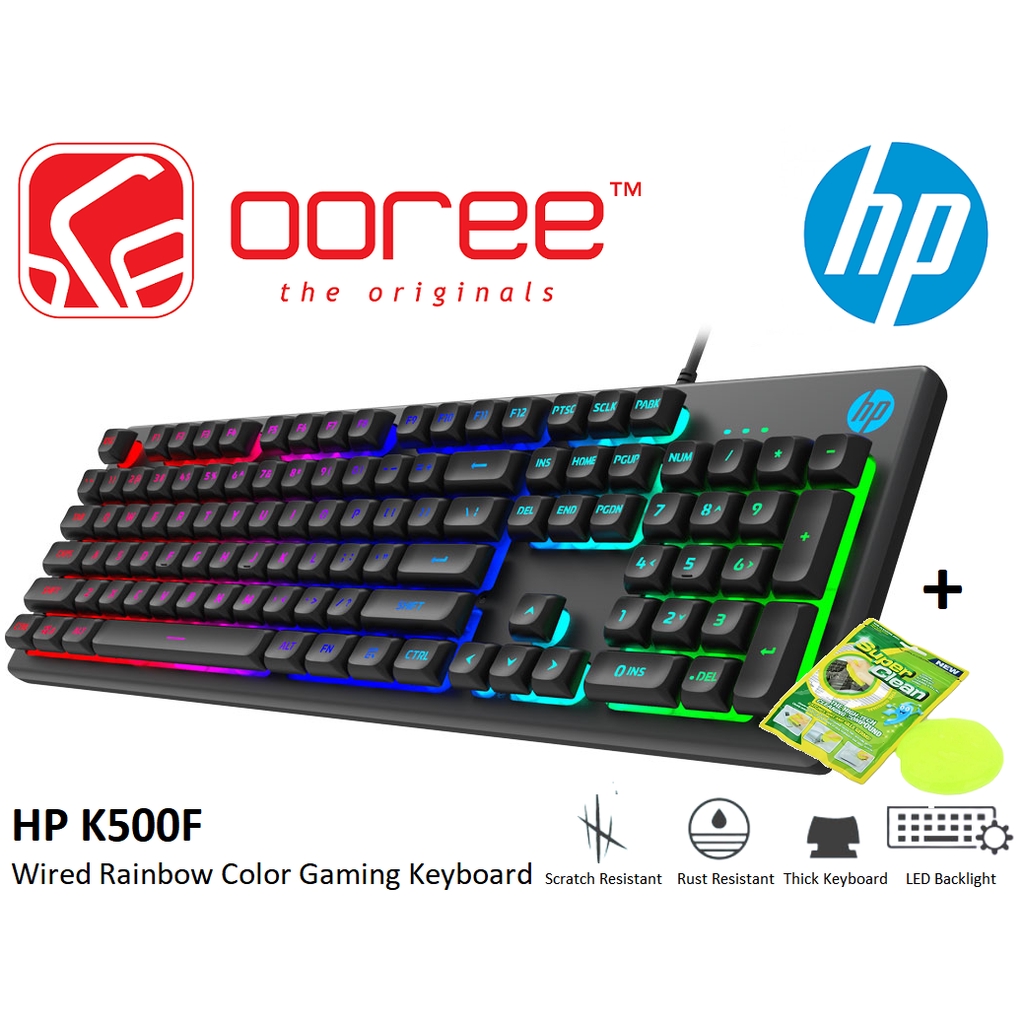 HP K500F / K500Y MEMBRANE USB WIRED GAMING KEYBOARD WITH LED BACKLIGHT ...