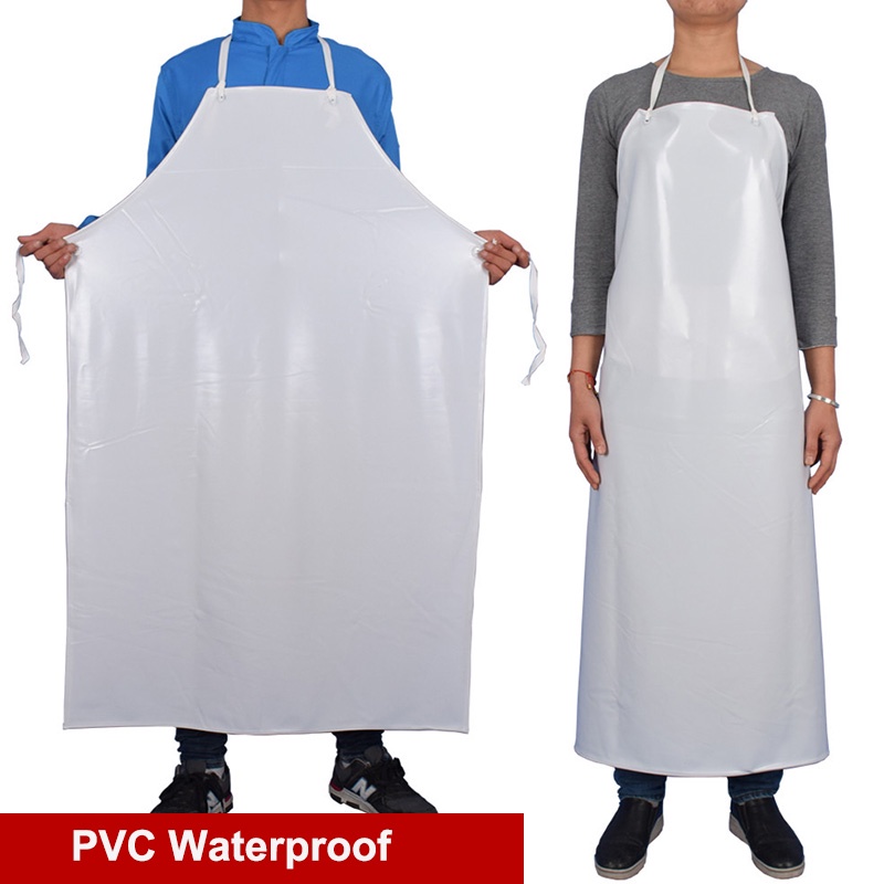 Waterproof Apron White Oil-proof Work PVC Aprons Canteen Kitchen ...