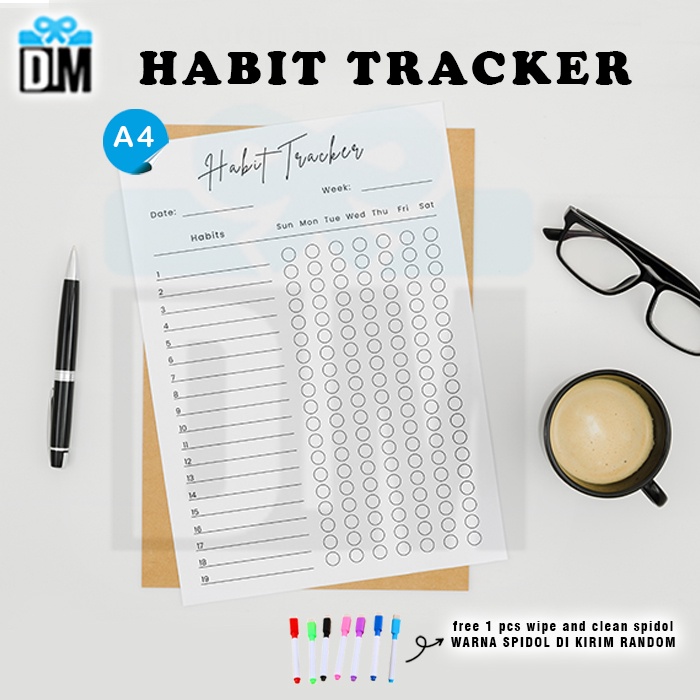 Habit Tracker Wall Planner Activity List To Do List Broad Weekly Plain ...