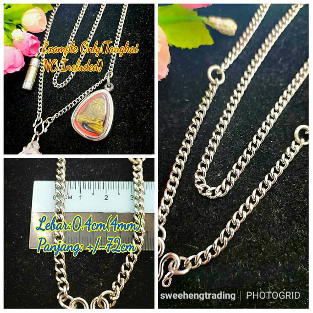An Ori. Stainless Steel Rantai Leher (fb120)Tangkai/Amulet panjang ...