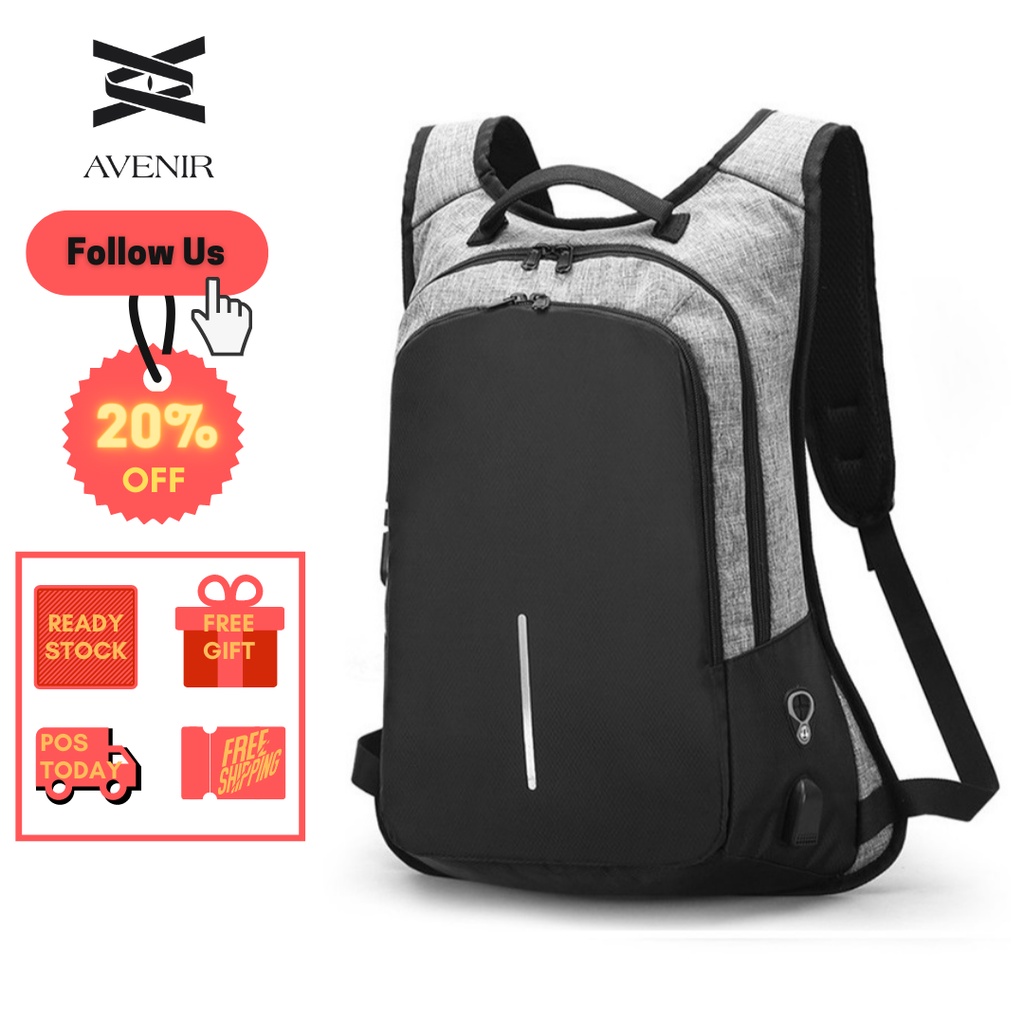 15.6" Anti-Theft Backpack Laptop Bag (Passcode Lock, Security Wire ...