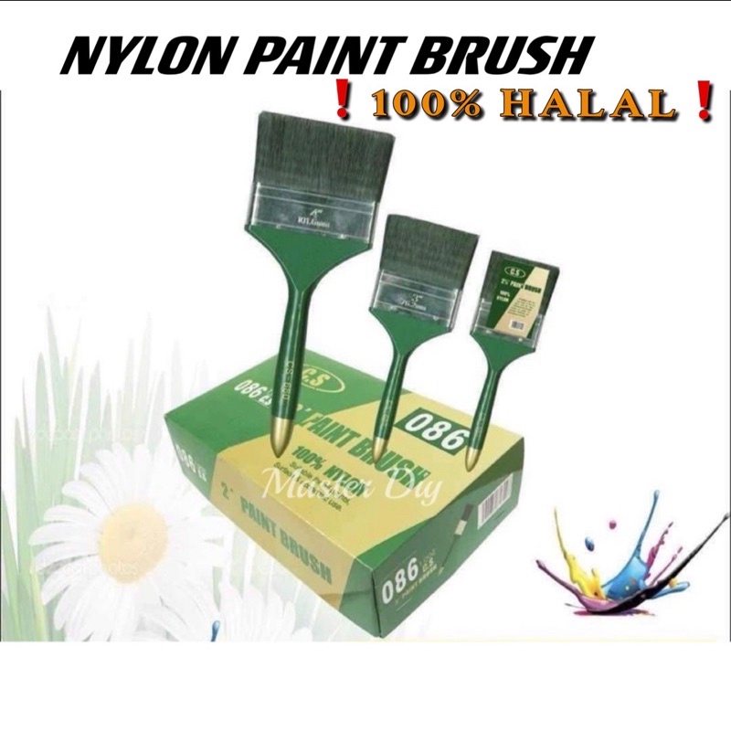 ‼️[READY STOCK]‼️100% Nylon Paint Brush / 100% Berus Cat HALAL / BERUS CAT BESI DINDING KAYU ...