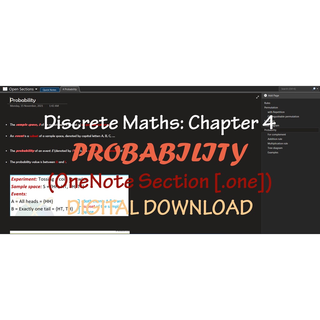 Discrete Mathematics: Chapter 4 PROBABILITY (OneNote Section [.one ...