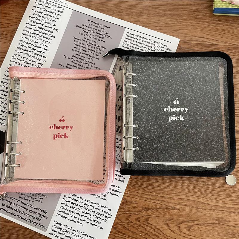 Korea replacement cherry diary plan zipper shiny book cover girls hand ...