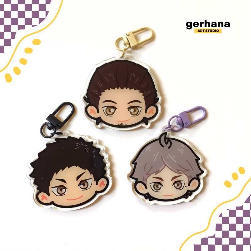 Haikyuu Karasuno Third Years Chibi Acrylic Keychain | Asahi Daichi Suga ...