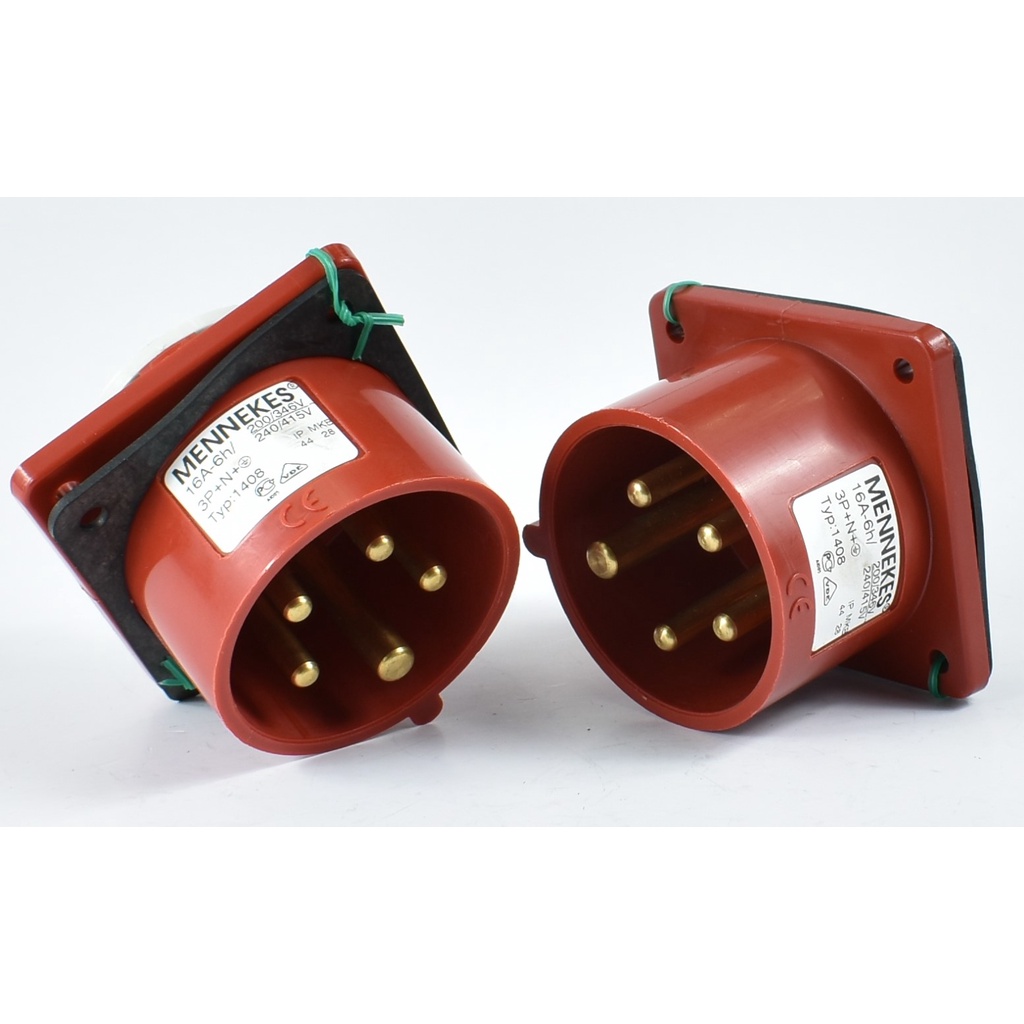 (AMPMECH) MENNEKES INLET 1408; PANEL MOUNT, SCREW TERMINALS, 16A-5P ...