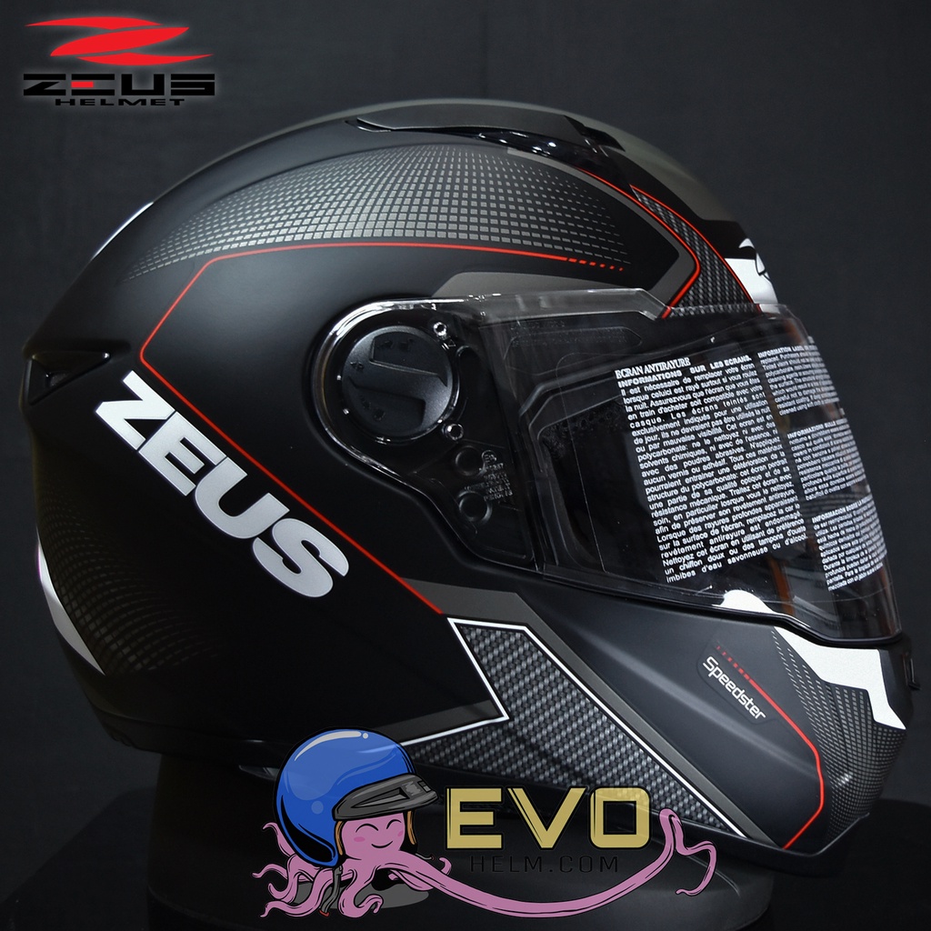Helmet ZEUS FULL FACE AL6 MBLK WHITE RED - Helmet ZEUS 811 AL6 MATT ...