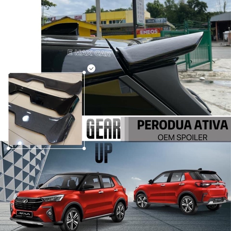 PERODUA ATIVA OEM STV GEAR UP SPOILER CARBON (NO DRILL)PERFECT FIT ...