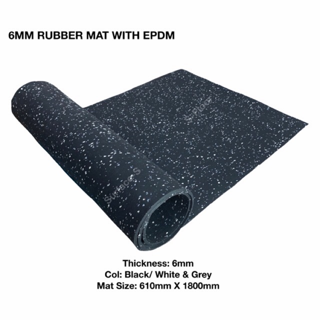 6MM RUBBER MAT WITH EPDM/ WHITE & GREY/ THICKNESS: 6MM/ MAT SIZE: 610MM ...