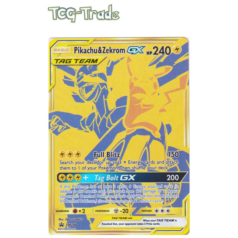 [Pokemon TCG Singles] Promo Card - SM248 Pikachu & Zekrom GX - Gold ...