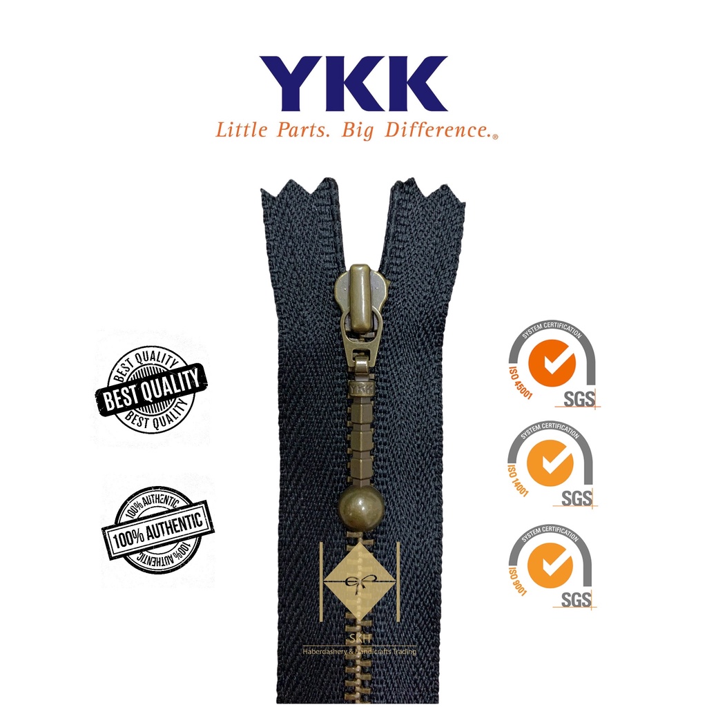 YKK Closed-End 3# Auto Lock Antique Brass Teeth Zipper 22" - Ball Head ...
