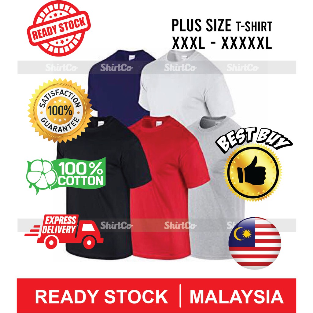 🇲🇾PLUS SIZE Short Sleeve XL -5XL BEST SELLER Plain T-Shirt 💯Cotton ...