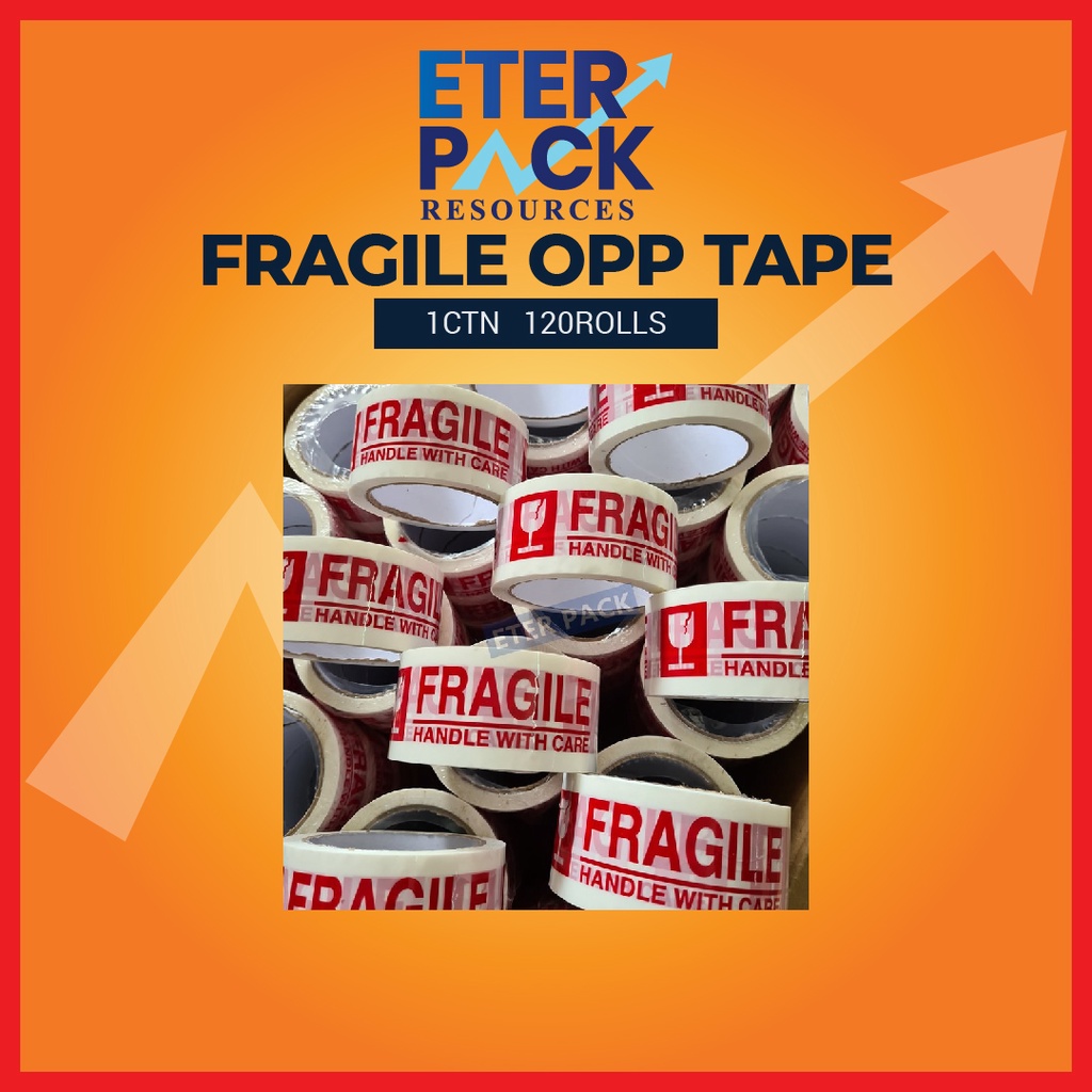 1Ctn 120rolls Fragile OPP Tape 50mic x 45/48mm x 50M Ready Stock ...
