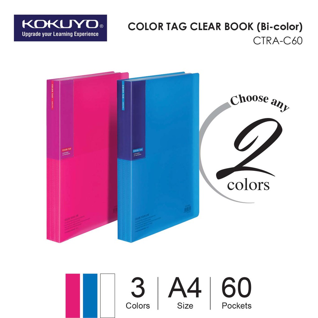 Kokuyo Color Tag Clear Book File Bi Color 60 pockets (2pcs pack ...