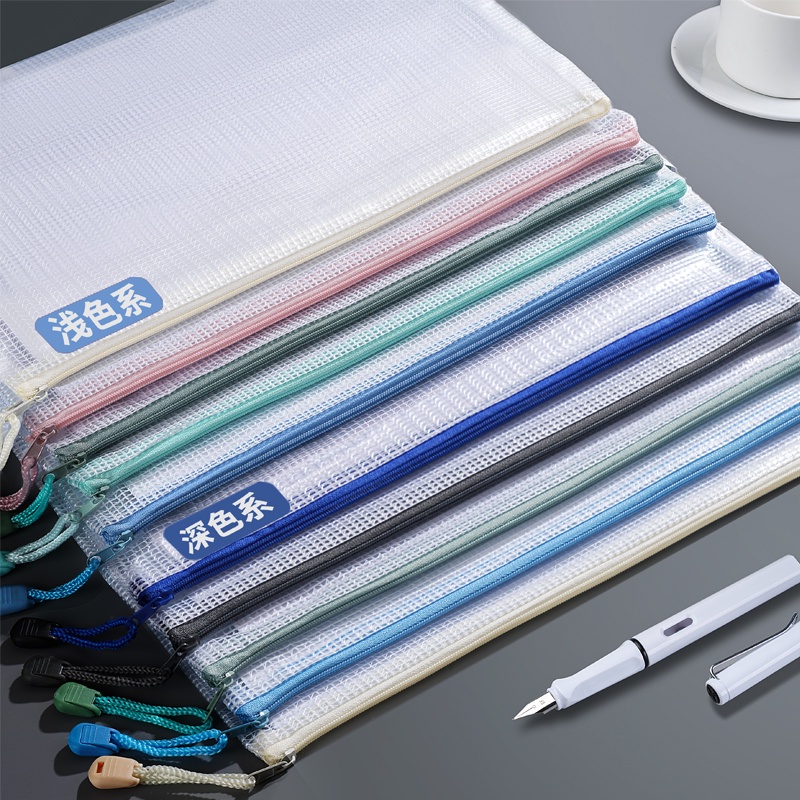 [1 SET 5PCS] A4 Mesh Zipper Bag Waterproof Transparent Portable Bag ...