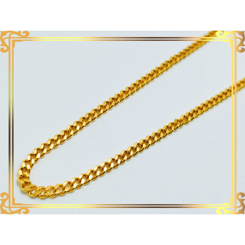 Necklace(2MM) 24K Gold Plated (Rantai Leher Emas Korea) | Shopee Malaysia