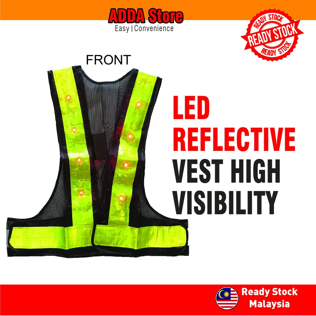 16pc Front & Back LED Reflective Vest Type V Design-Black Netting ...