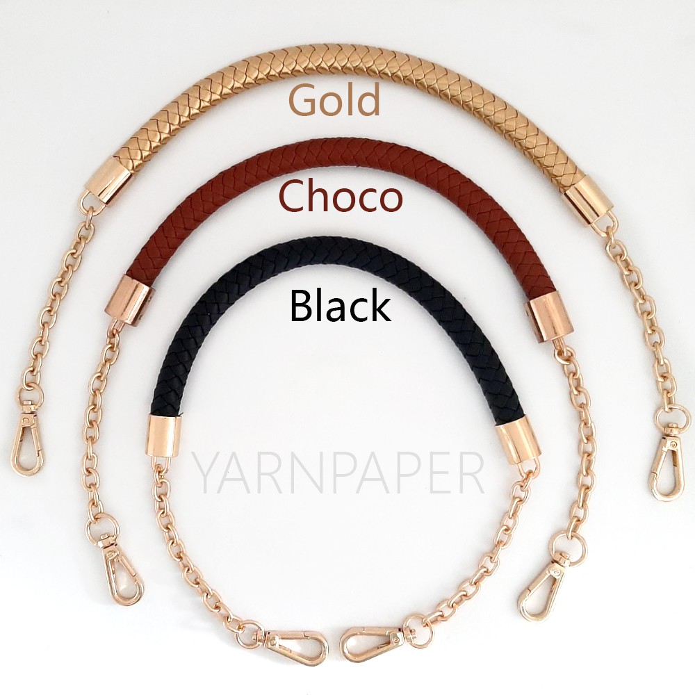 [YARNPAPER] PU Bag Handle with gold chain and lobster claps, 60cm ...