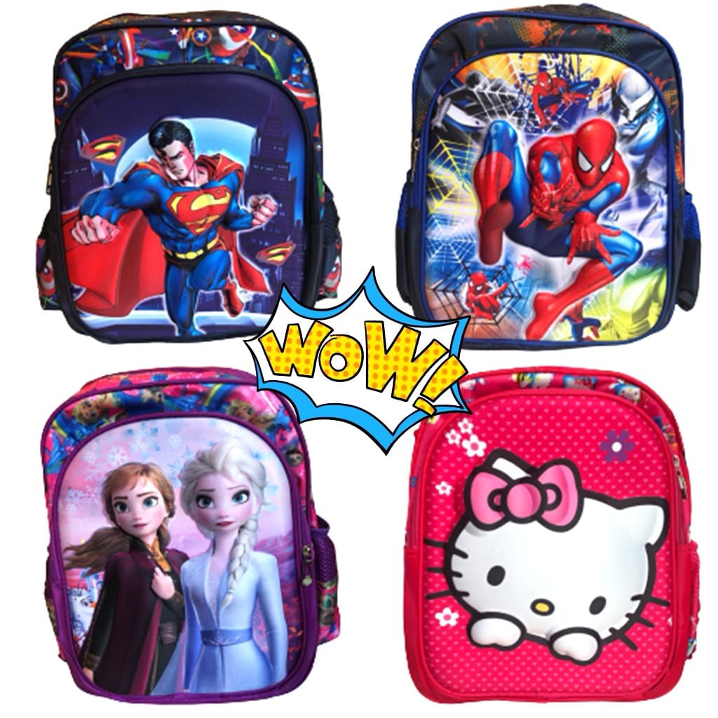 Superhero bag Superman spiderman Elsa Kitty Sekola beg | Shopee Malaysia