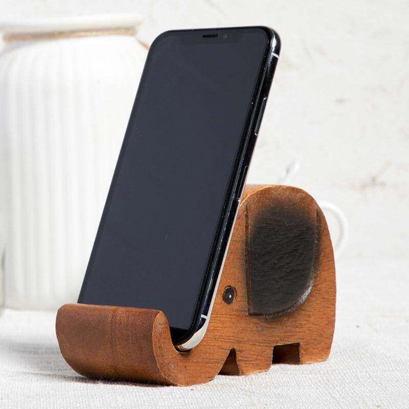 Cell Phone Stand, Wood Made Elephant Phone Stand for Smartphone with ...
