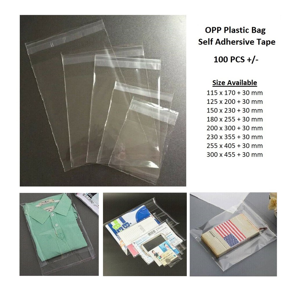 Beg Plastik (100 PCS) Self Adhesive Transparent OPP Plastic Bag/ OPP Plastic Bag with Sealing ...