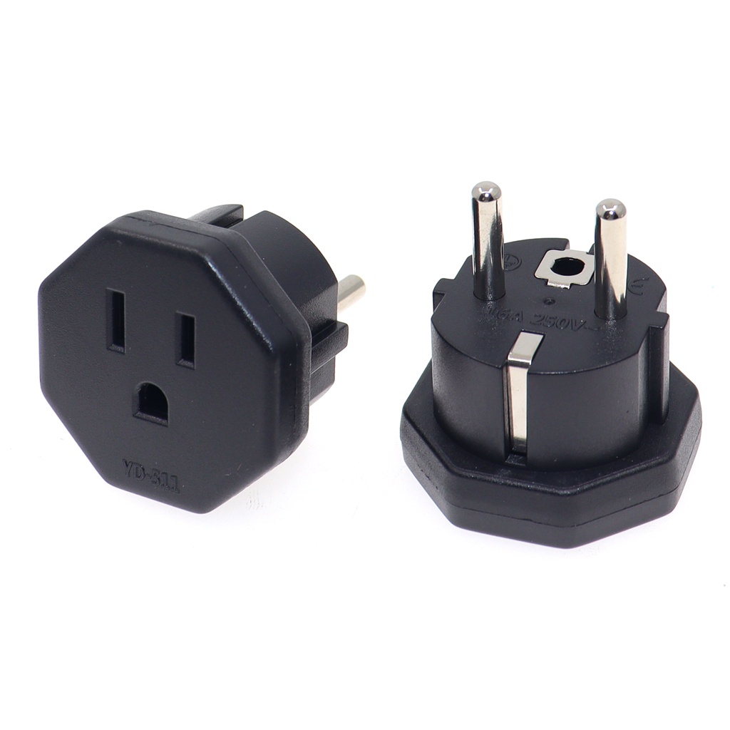 1pcs Schuko Germany, France Plug Adapter, USA to Russia, South Korea ...