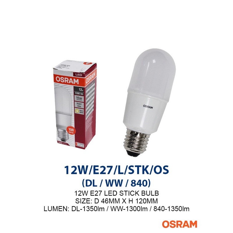 OSRAM E27 E14 LED VALUE STICK BULB 5W MiNI BULB 10W/12W/15W | Shopee Malaysia