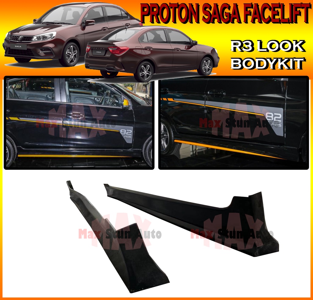 PROTON SAGA FACELIFT 2019-2021 R3 LOOK FULLSET BODYKIT (R3) SKIRT LIP ...