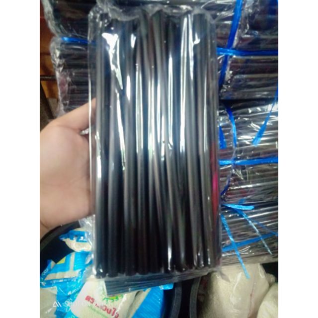 Straw hitam lubang besar khas untuk air boba/ cendol 30 pcs satu pack ...