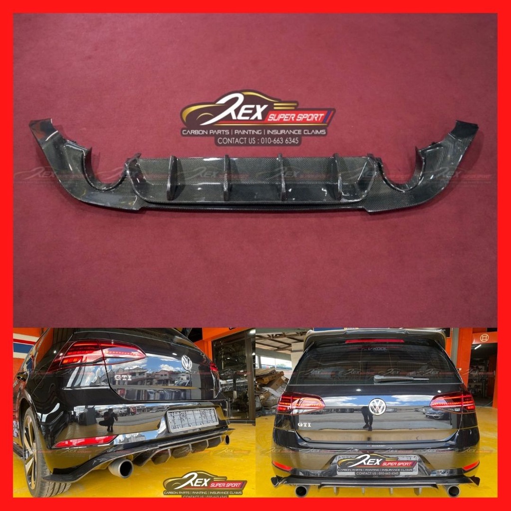 Volkswagen Golf Mk7.5 GTI Rear Diffuser Forged Carbon Fiber Belakang ...