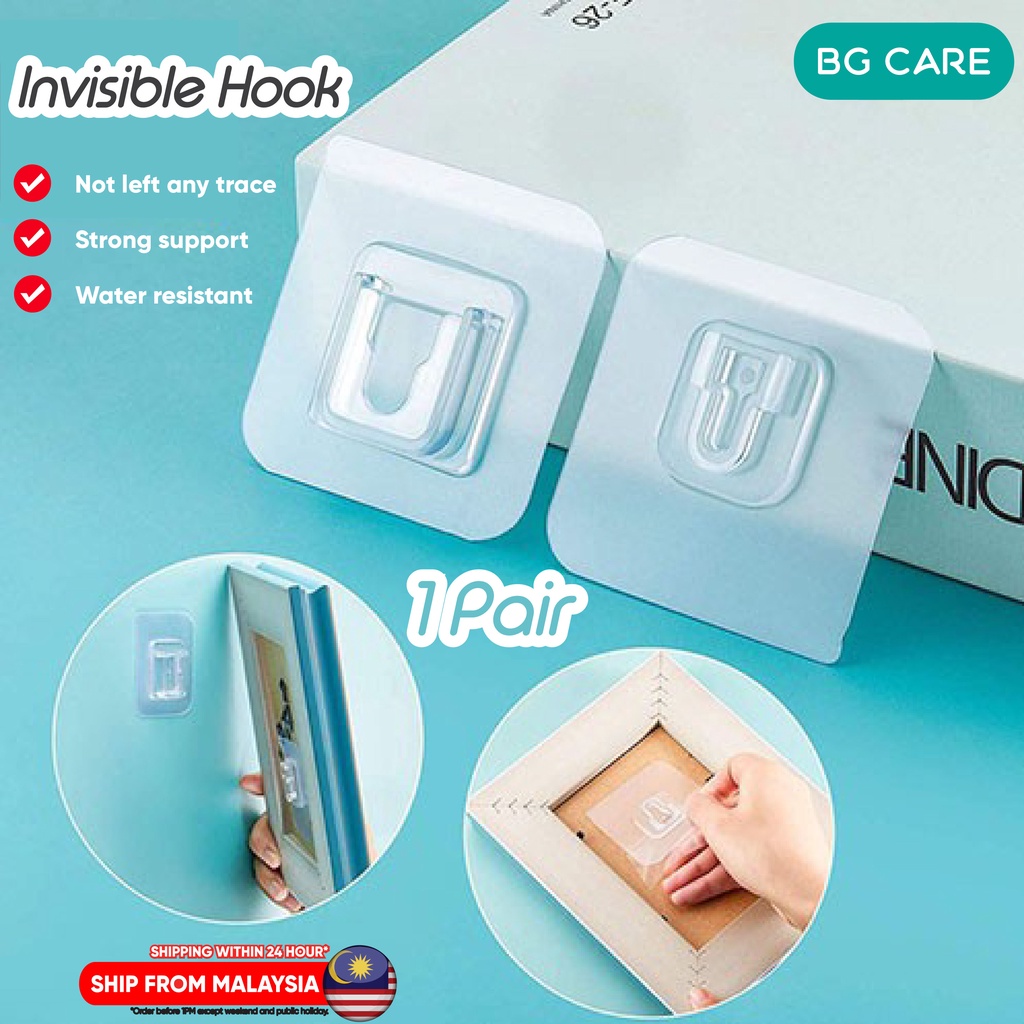 Invisible Self Adhesive Wall Hook Organizer Double Sided Hook Screw ...