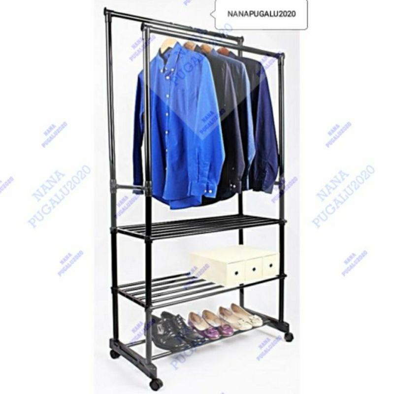 Rak Baju Kukuh, Promosi 🔥🔥🔥. Garment Rack Strong 1 Layer/2 Layer, Rak ...