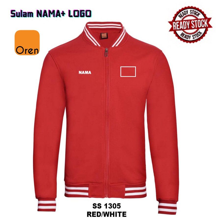SWEATER warna MERAH sulam logo & nama JENAMA OREN SPORT (SS1305 ...