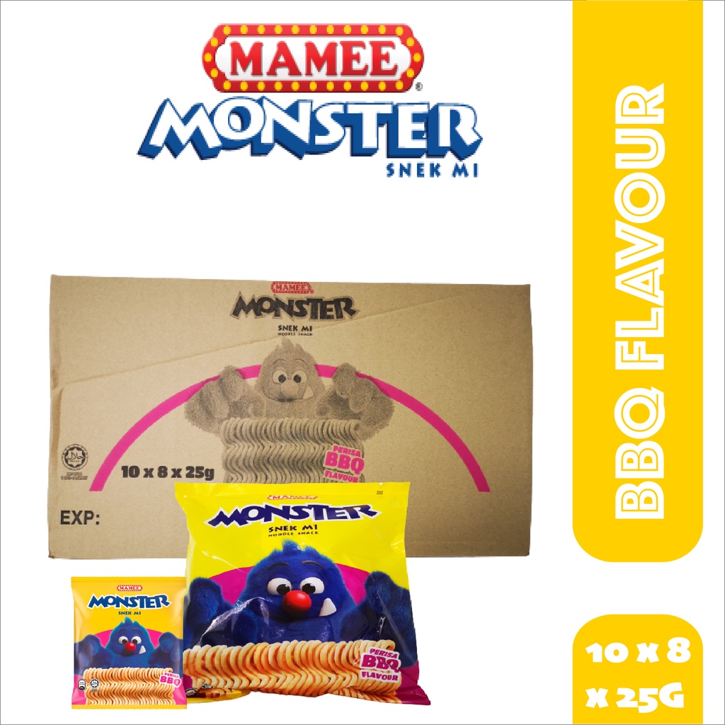 Mamee Monster Noodle Snack BBQ - Assorted Flavor 25g x 80 Pack ( 1 ...