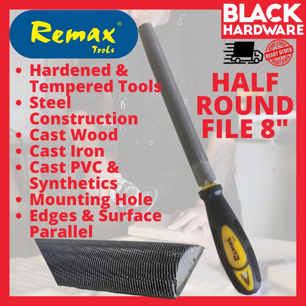 BLACK HARDWARE Remax Half Round Metal Wood File Tool Mata Kikir Besi ...