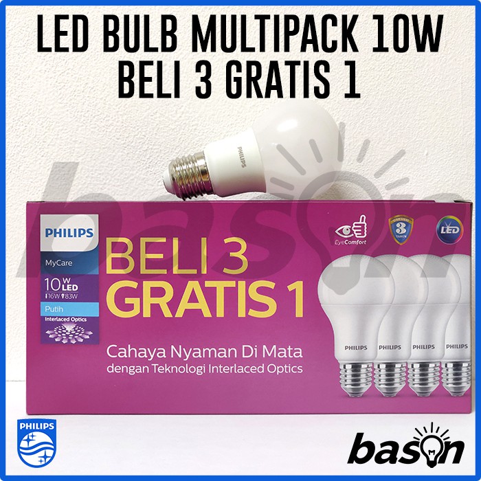 Philips LED Bulb 10W (Buy 3 Get 1 Free) | Shopee Malaysia